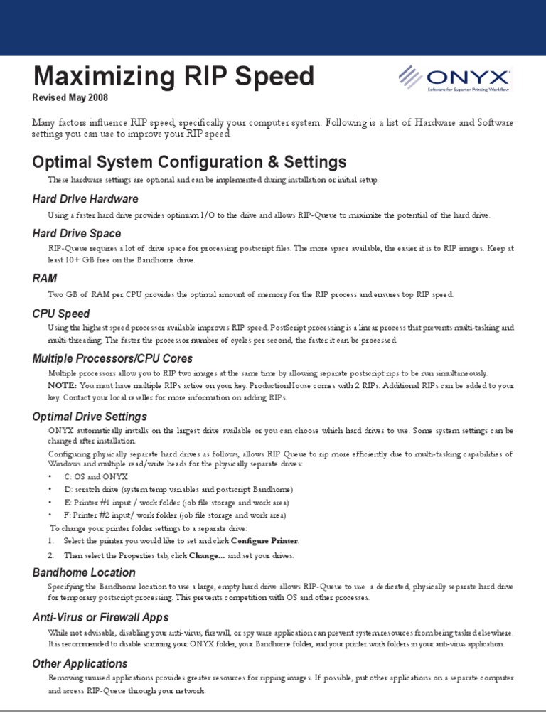 Maximizing RIP Speed PDF | PDF | Printer (Computing) | Central ...