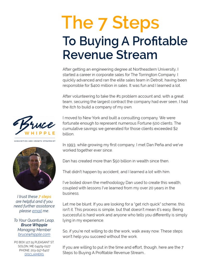 7 Steps To Buy A Profitable Revenue Stream Final PDF | PDF