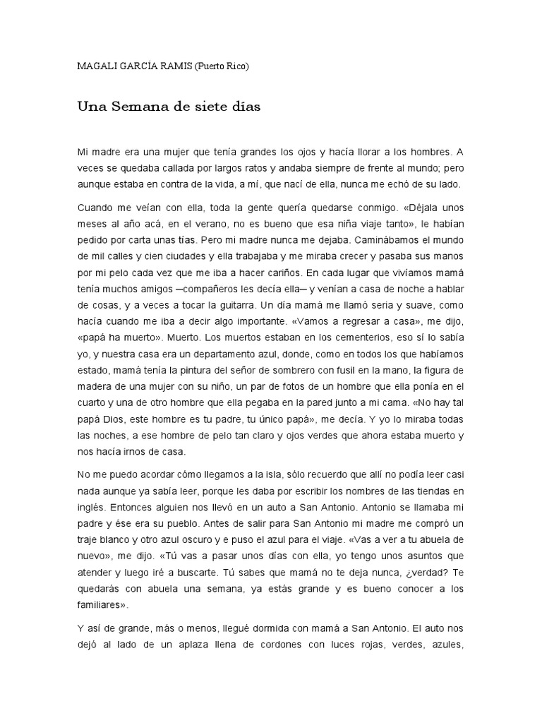 Una Semana de Siete Días - Magali García Ramis | PDF | Poesía