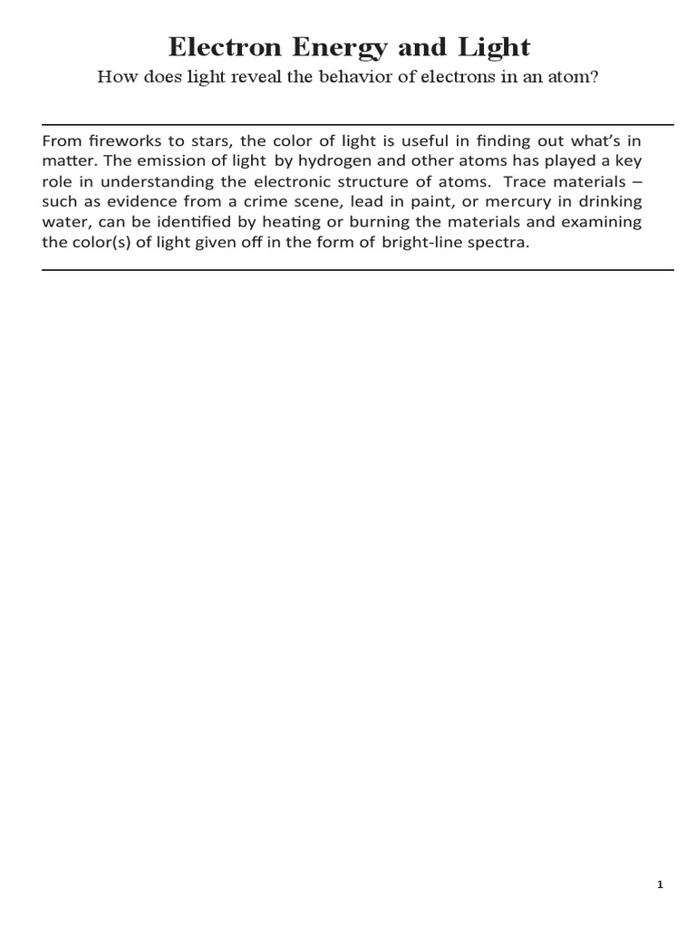 POGIL - Electron Energy and Light-Half Sheet | PDF | Energy Level ...