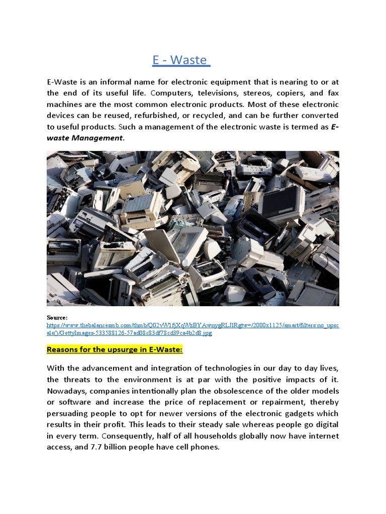 E-Waste Management | PDF | Electronic Waste | Waste Management