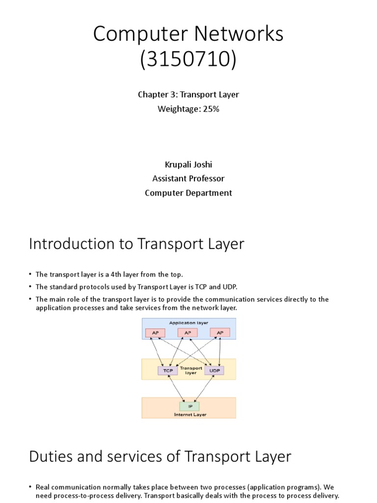 Computer Networks (3150710) : Chapter 3: Transport Layer Weightage: 25% | PDF | Port (Computer ...