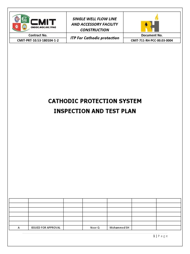 Cathodic Protection System Inspection and Test Plan | PDF | Anode | Cathode