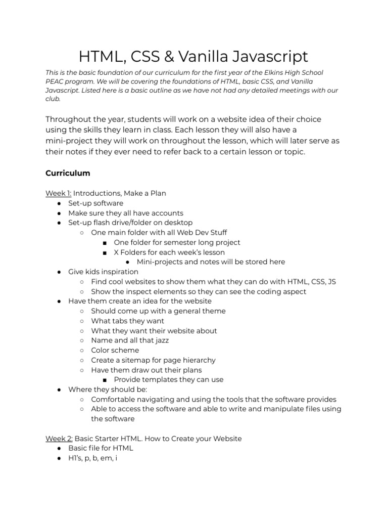 Web Dev Curriculum | PDF | Cascading Style Sheets | Html Element