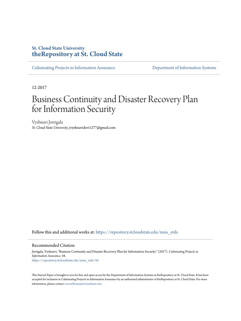 Business Continuity and Disaster Recovery Plan | PDF | Disaster ...