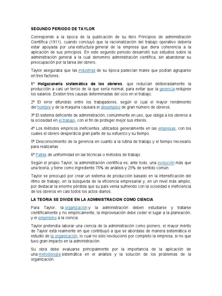 Teoría de Taylor y la administración científica | PDF | Economias | Science