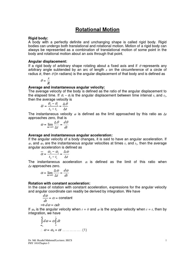 Understanding Rotational Motion Concepts | PDF | Rotation Around A ...