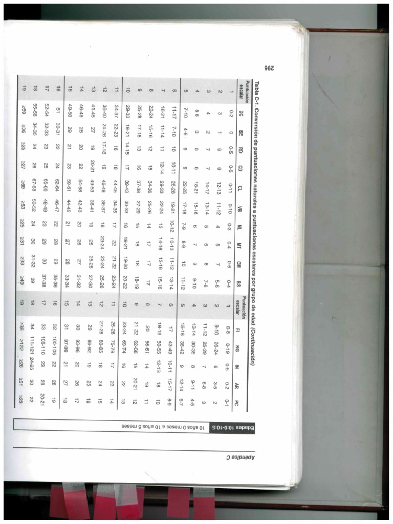 Tablas para Taller de WISC IV | PDF