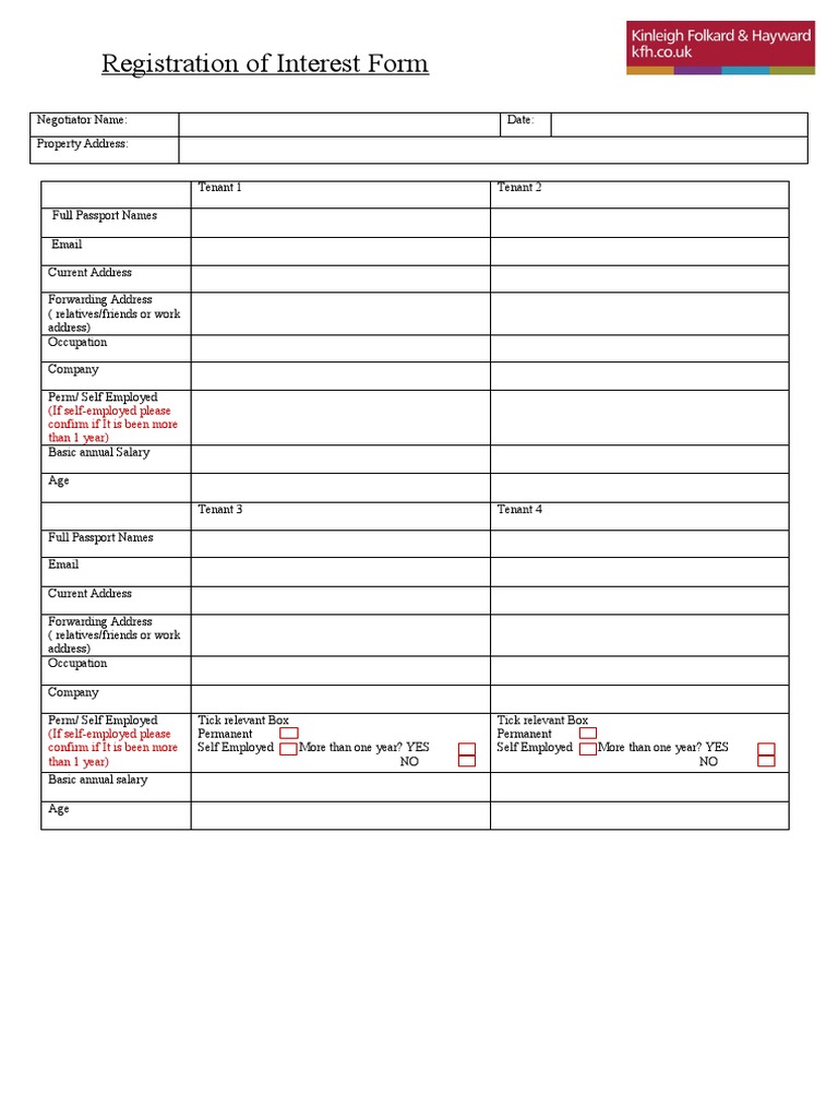 Registration of Interest Form | Download Free PDF | Landlord ...
