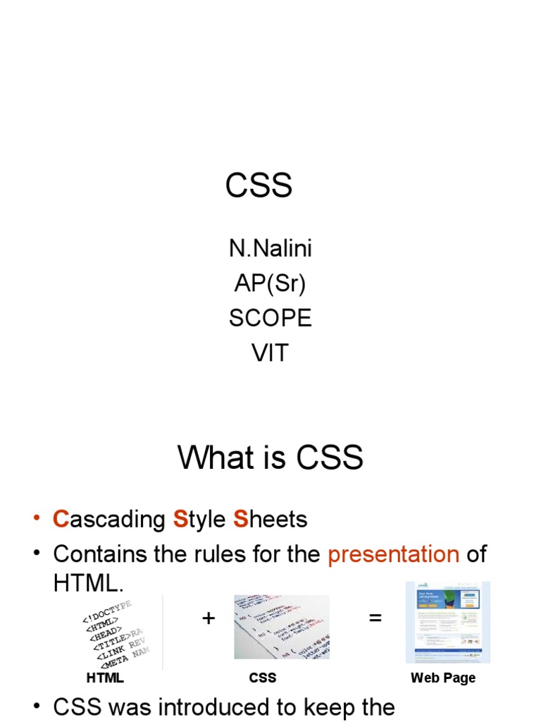 N.Nalini AP (SR) Scope VIT | PDF | Cascading Style Sheets | Html Element