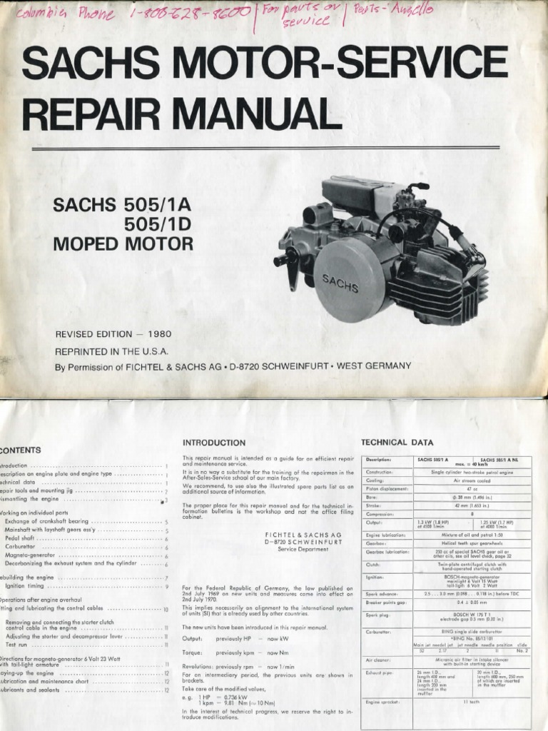 Sachs 505 Repair Manual | PDF