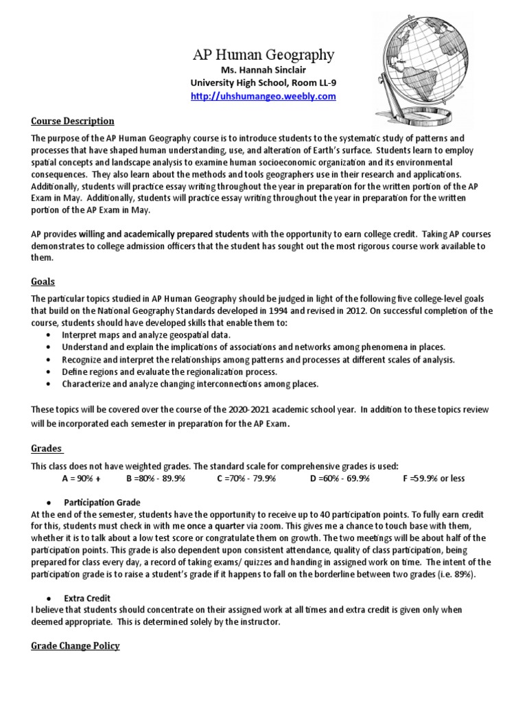 Geo Syllabus 2020-2021 | PDF | Test (Assessment) | Geography