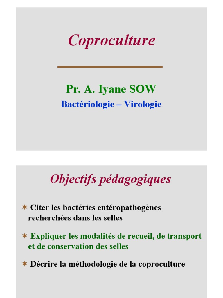 Analyse de la coproculture des selles | PDF | Salmonelle | Escherichia coli