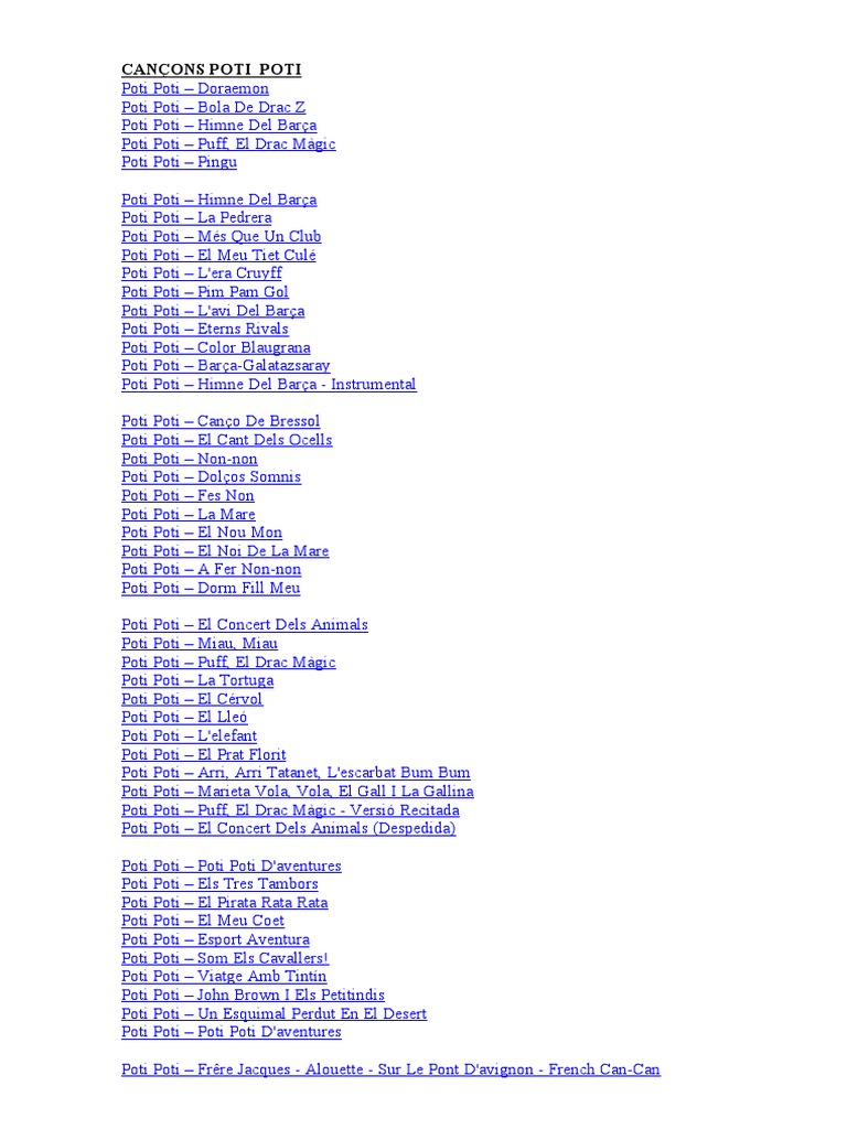 Cançons Poti Poti | PDF