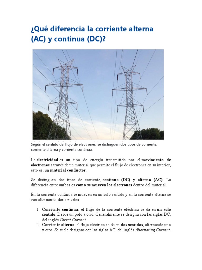 Lectura - Corriente DC y AC | PDF | Corriente alterna | Corriente eléctrica