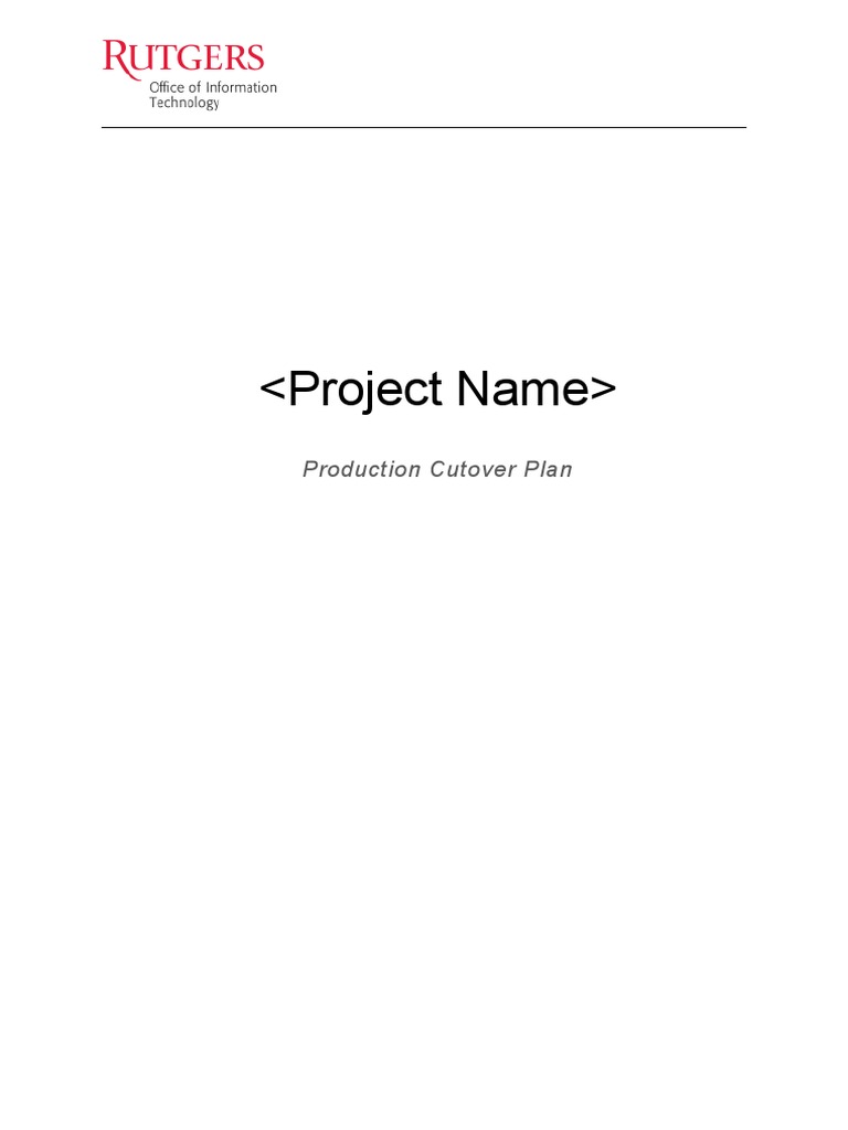 PMO Production Cutover Plan - Template v8.0 | PDF | Verification And ...