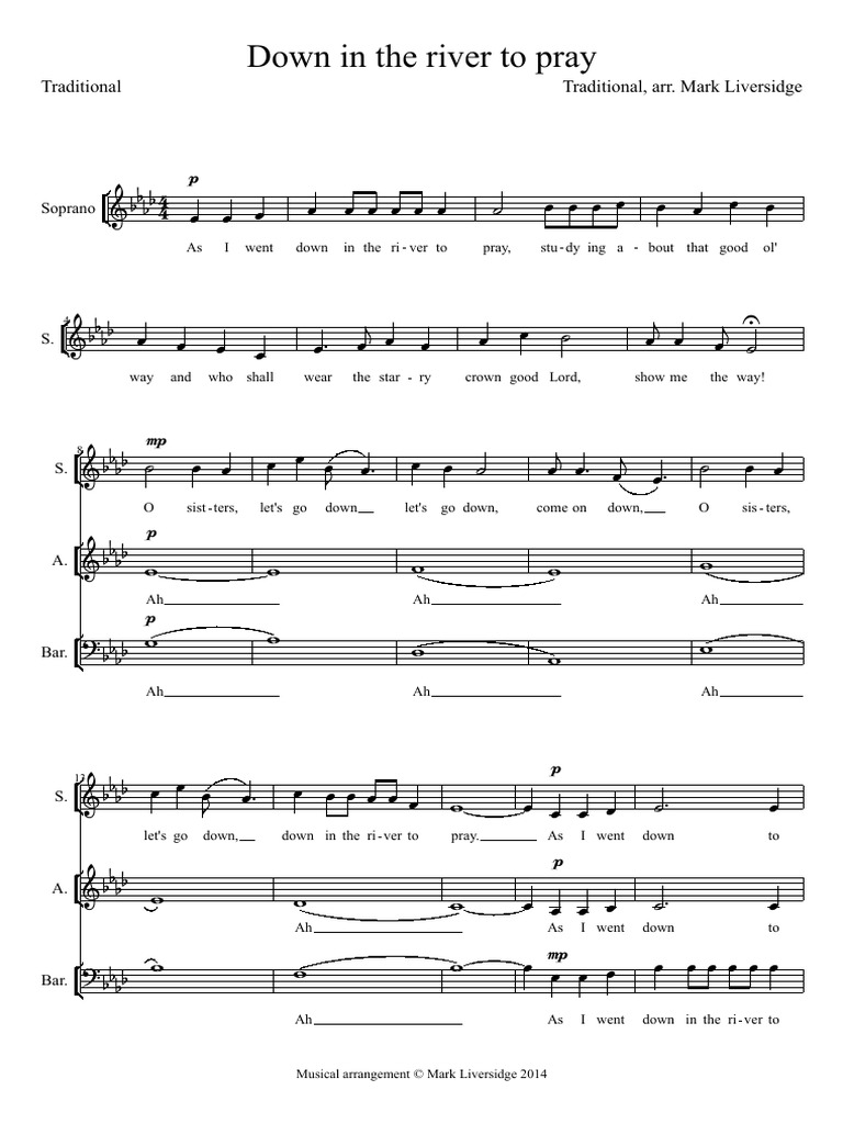 Down in The River To Pray: Traditional, Arr. Mark Liversidge ...