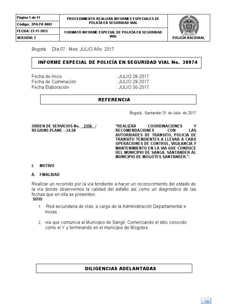 Buen Ejemplo De Informe Policial