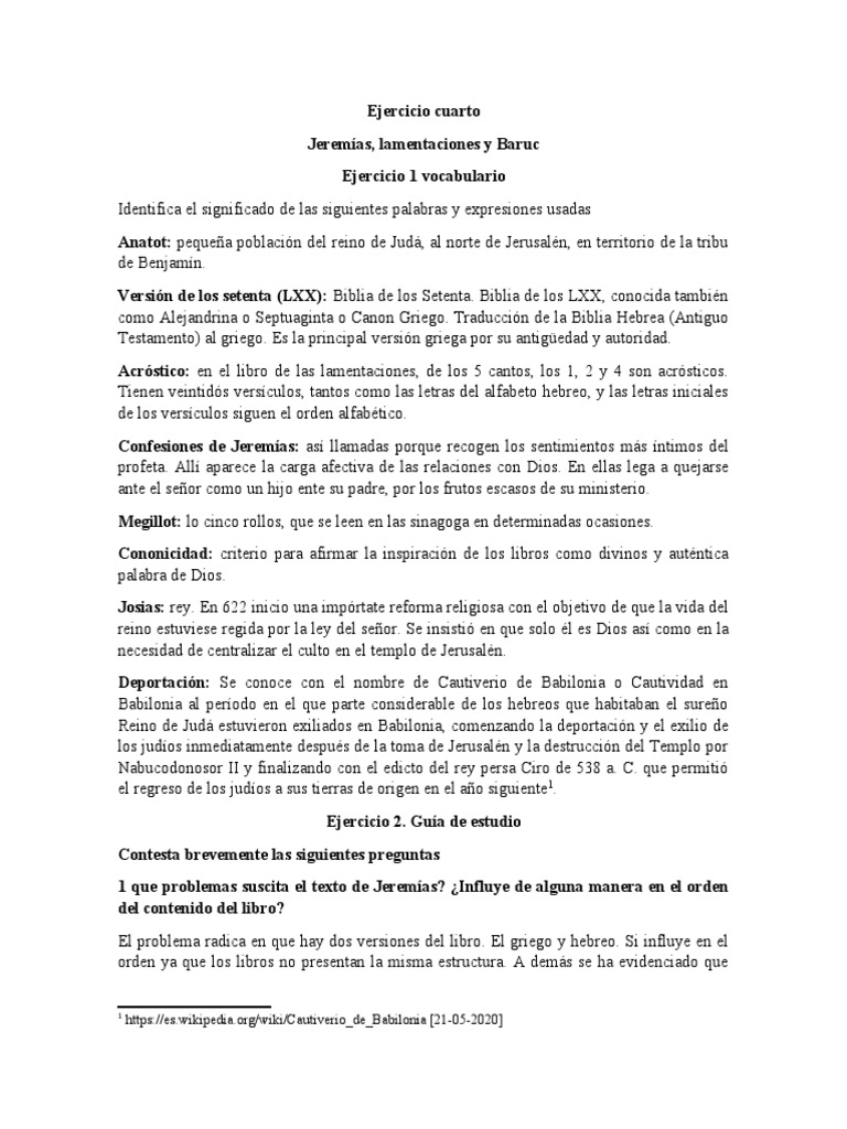 Ejercicios 4 | PDF | Septuaginta | Jeremías