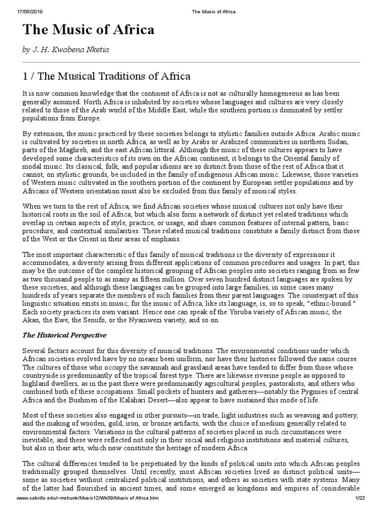African Musical Traditions Overview | PDF | Africa | Musical Instruments
