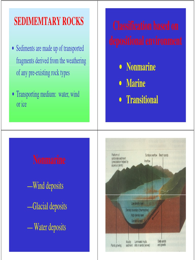 Classification Based On Depositional Environment: Sedimemtary Rocks | PDF