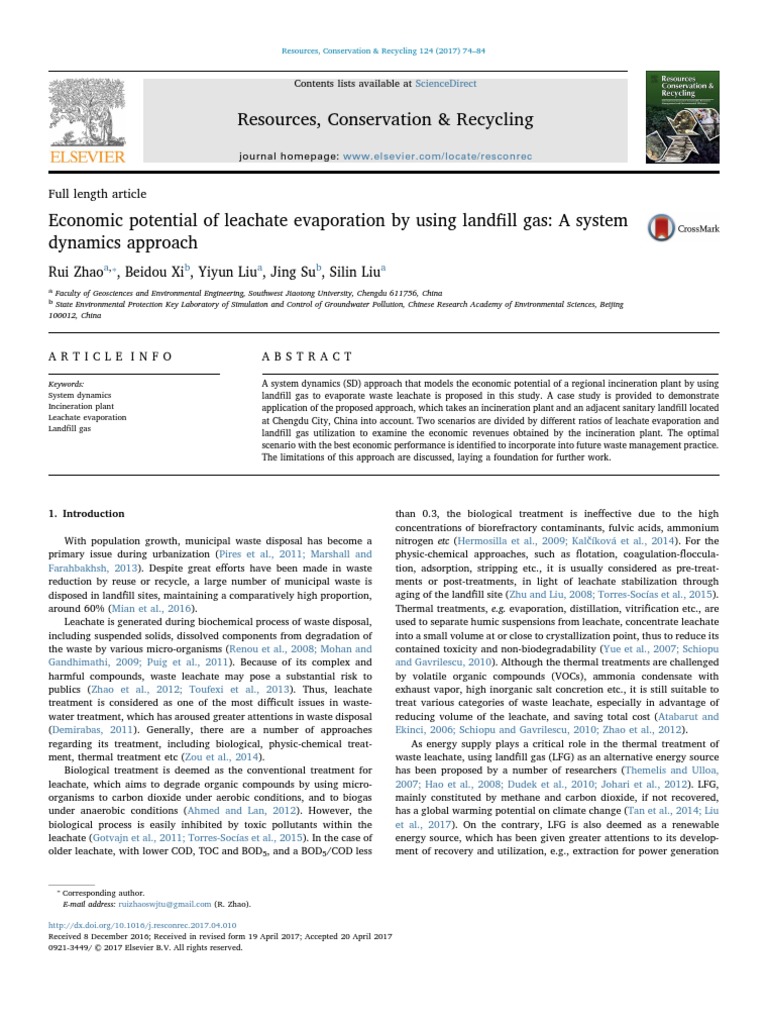 Economic Potential of Leachate Evaporation by Using Landfill Gas A ...