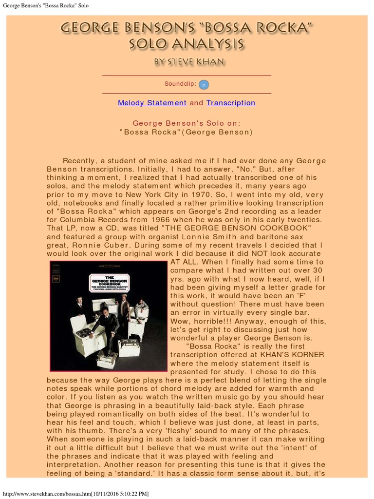 George Bensons Bossa Rocka Solo | PDF | Classical Music | Musicology