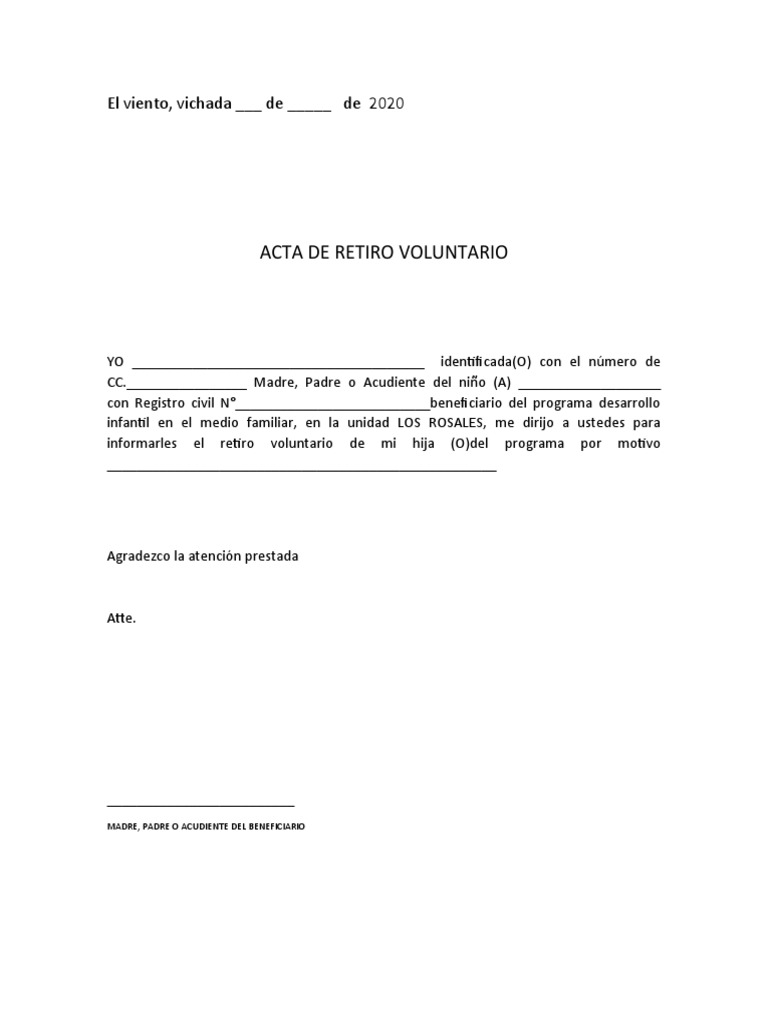 Acta de Retiro | PDF