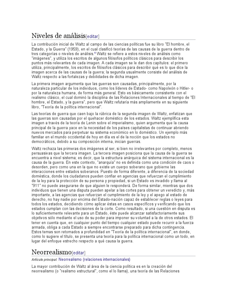 Analisis de Kenneth Waltz | PDF | Ciencias Políticas | Política