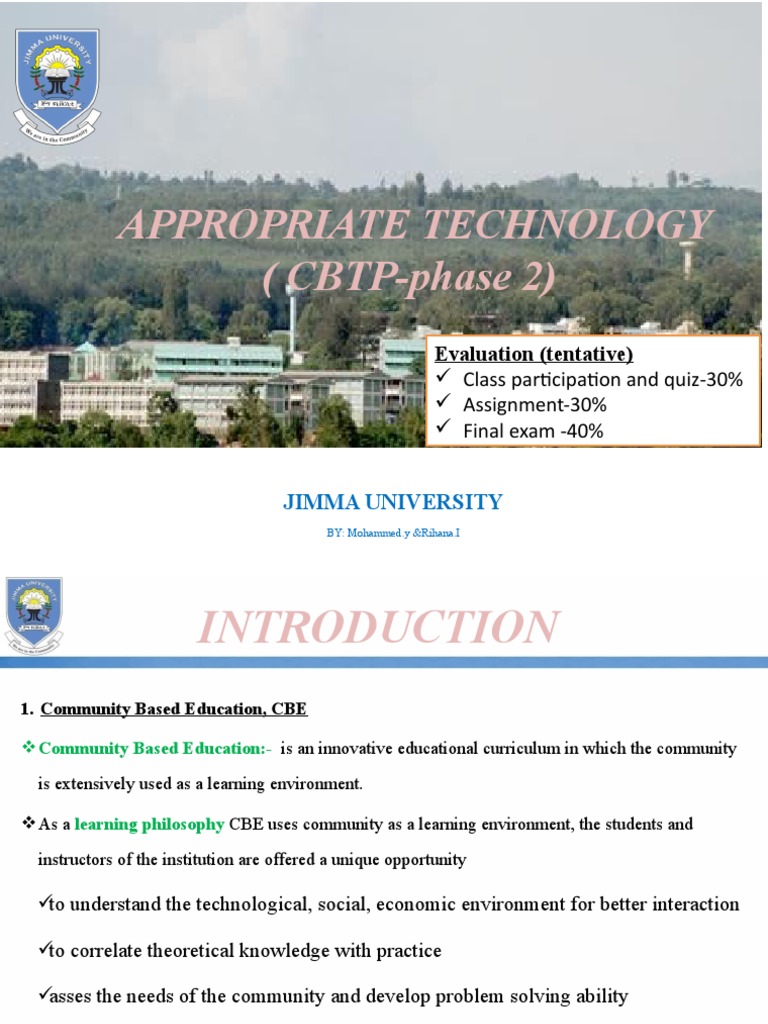 Appropriate Technology (CBTP-phase 2) : Jimma University | PDF ...