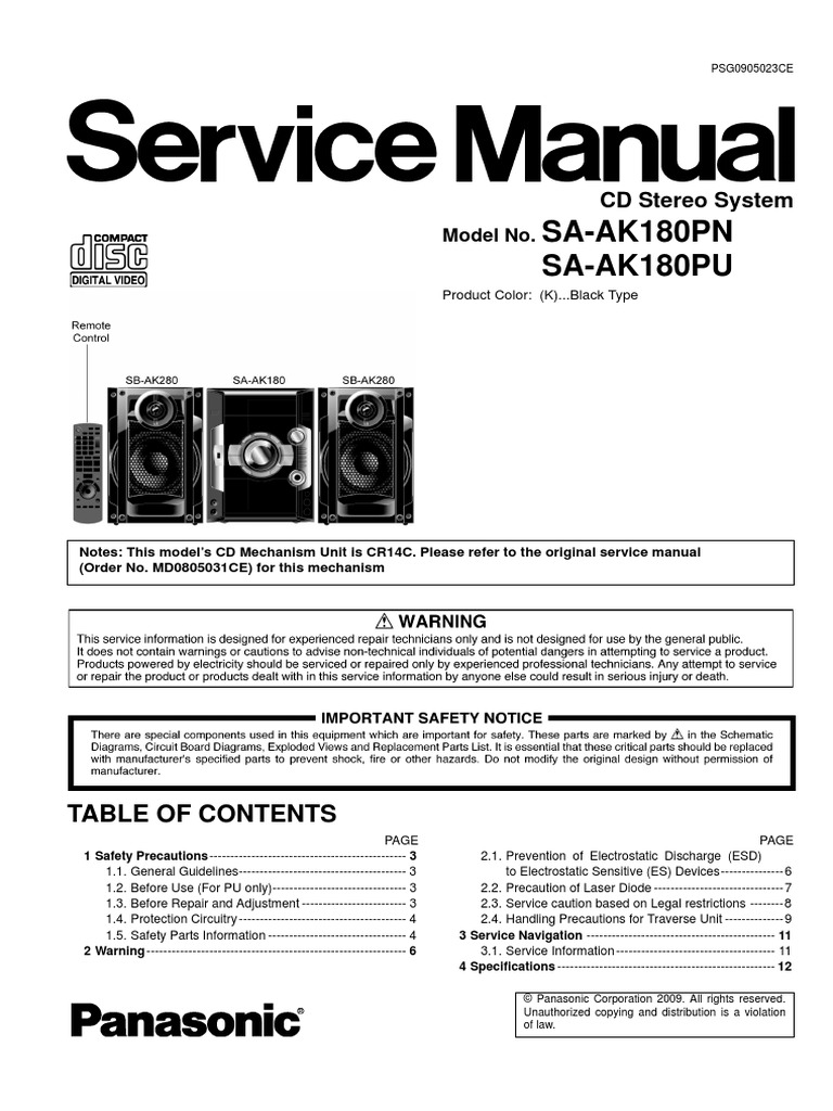 SA-AK180 Panasonic-SM | PDF | Electrostatic Discharge | Printed Circuit ...