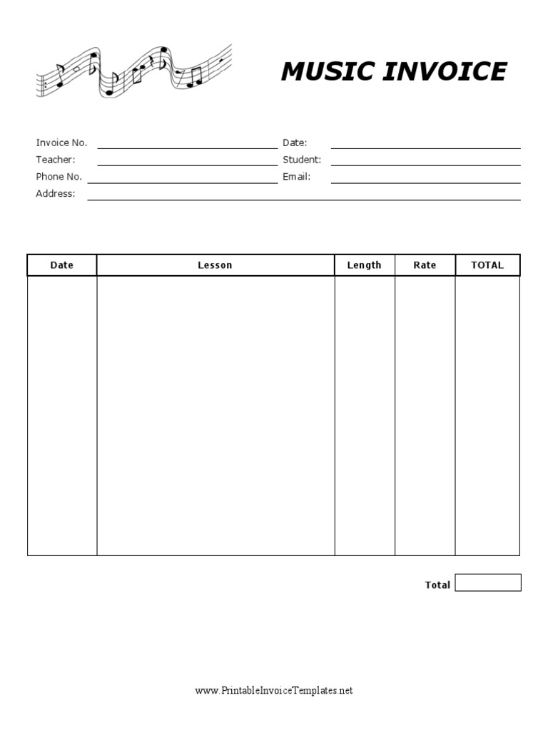Music Lesson Invoice Template | PDF | Art