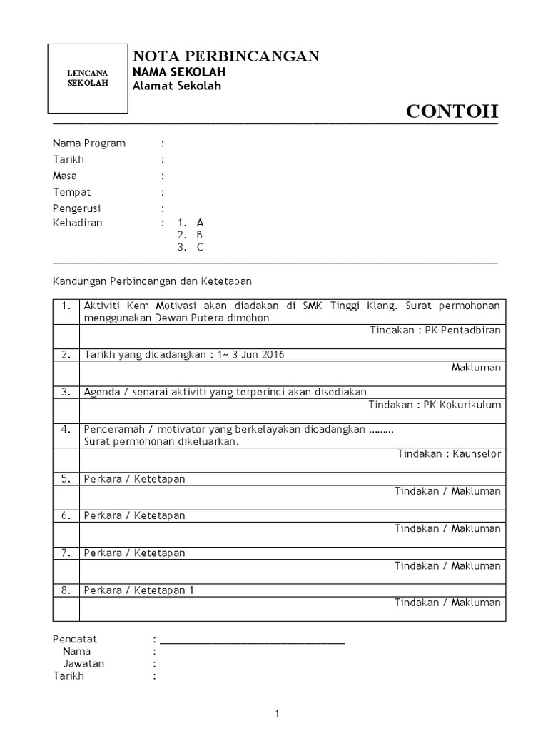 02 Nota Perbincangan Program | PDF