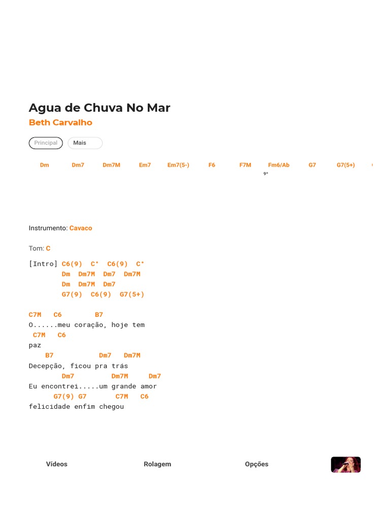 Agua De Chuva No Mar Beth Carvalho Cifra Club Pdf Pdf