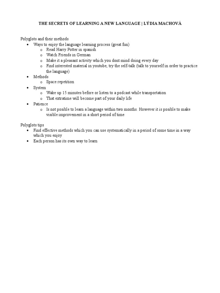 The Secrets of Learning A New Language | PDF