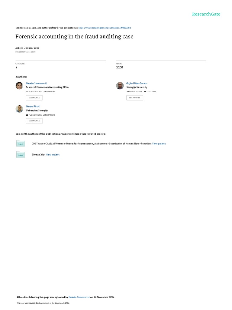 Forensic Accounting in The Fraud Auditing Case: January 2016 | PDF ...