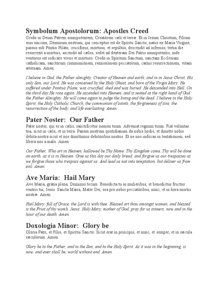 Symbolum Apostolorum: Apostles Creed | PDF | Lord's Prayer | Catholic ...