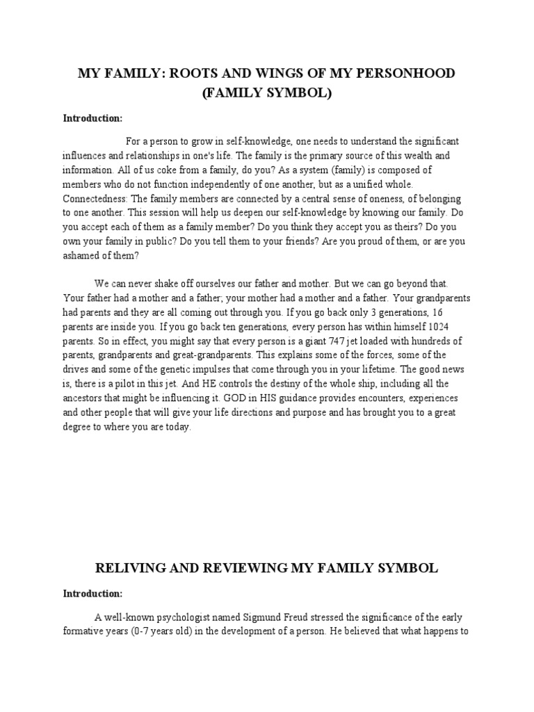 My Family: Roots and Wings of My Personhood (Family Symbol) | Download ...