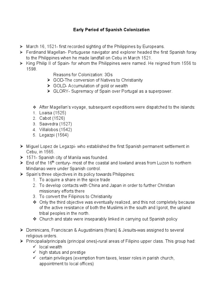 Early Period of Spanish Colonization | PDF | Spanish Empire | Philippines