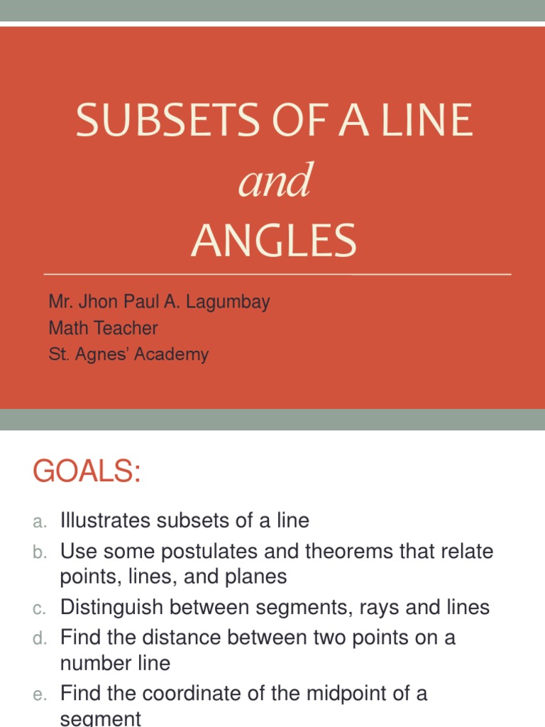 Subsets of A Line Angles: Mr. Jhon Paul A. Lagumbay Math Teacher St ...