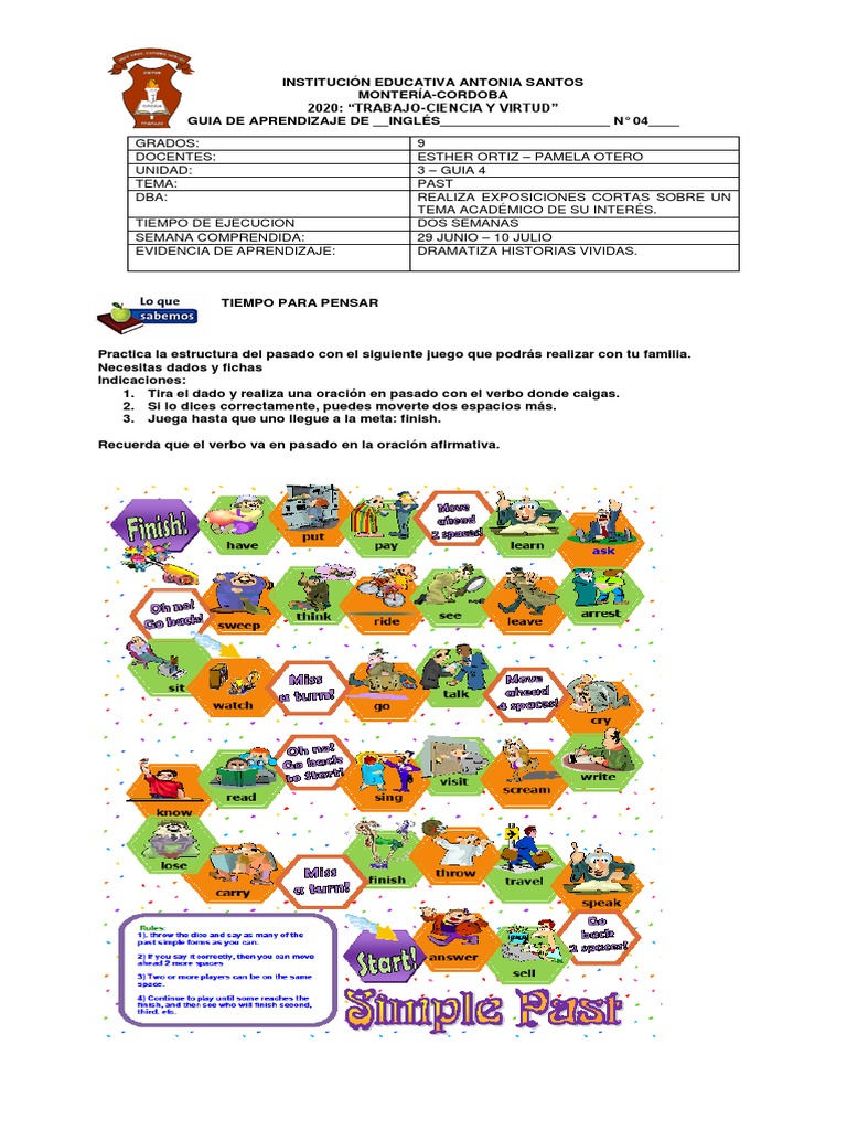 Guía de aprendizaje para practicar el pasado simple en inglés a través ...