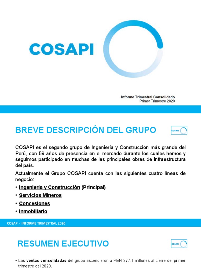 COSAPI Informe Trimestral Final | PDF | Economias | Finanzas (general)