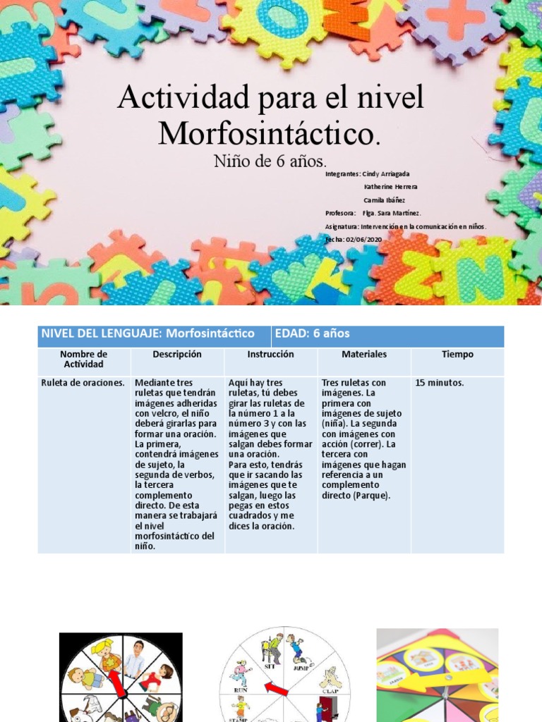 Actividad para El Nivel Morfosintáctico | PDF | Artes del Lenguaje y ...