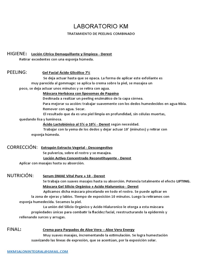 Protocolo Taller Peeling Combinado - Biotipos | PDF | Piel | Biología