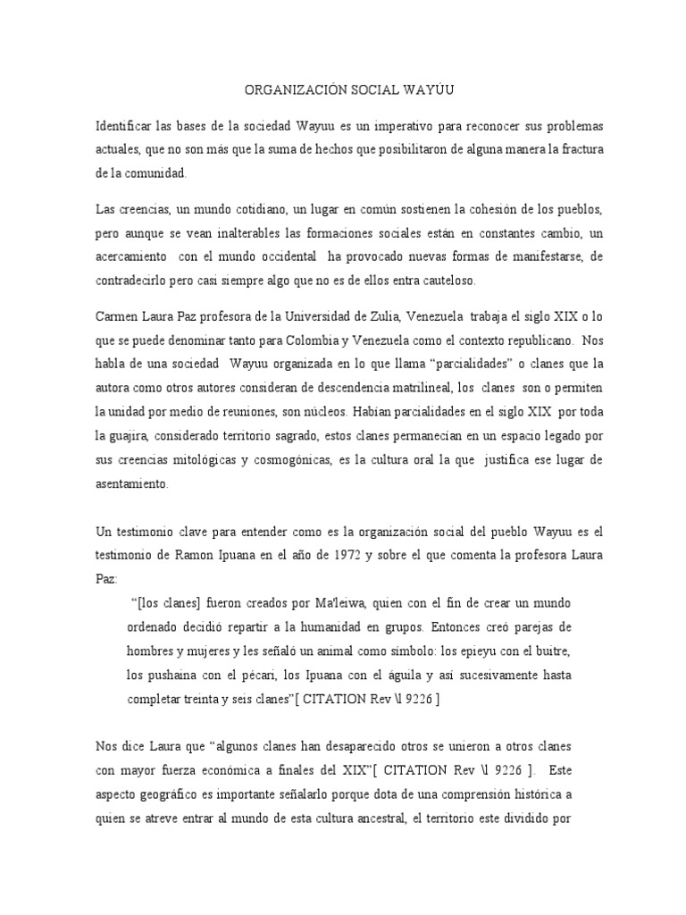 Organización Social de los Wayuu | PDF | Clanes | Sociedad