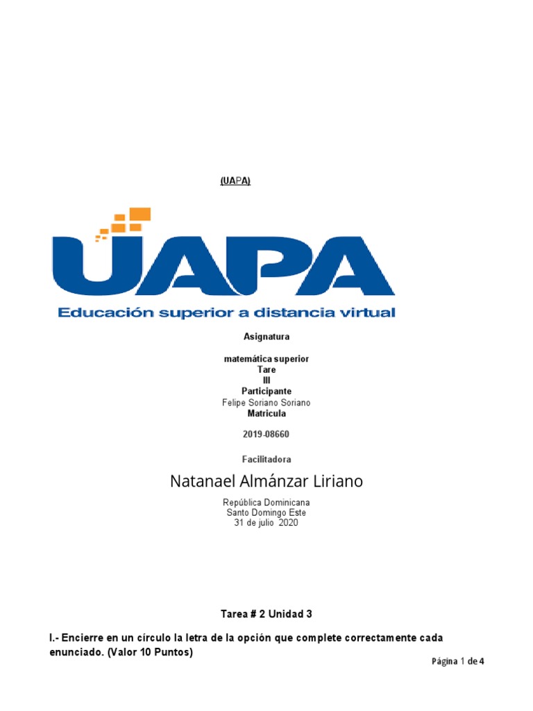 Tarea # 2 Mat. Sup. (1) LISTA | PDF | Función (Matemáticas) | Lógica