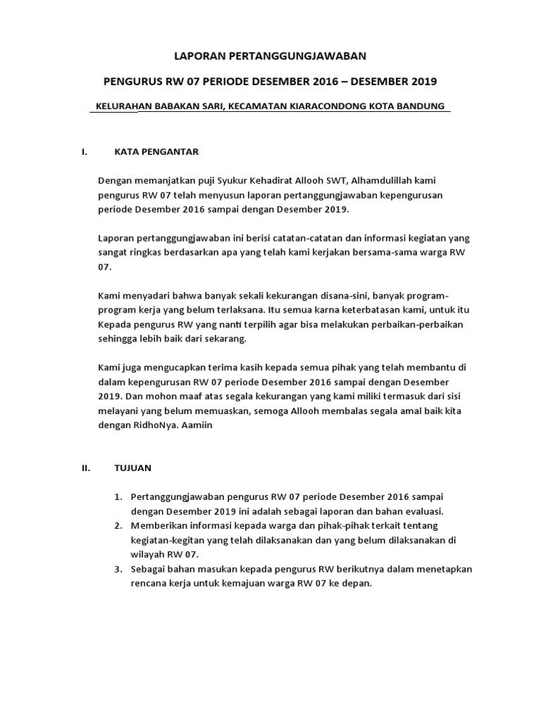 Contoh LPJ RW 07 | PDF