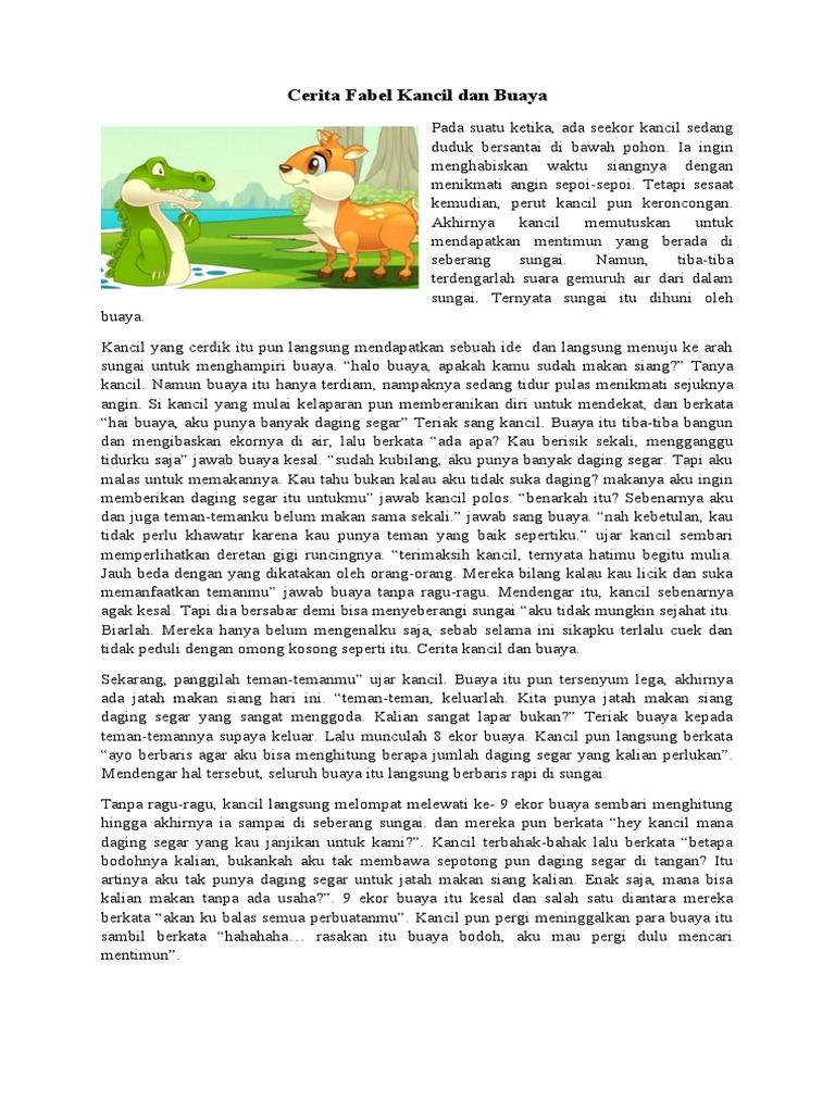 Cerita Fabel Kancil Dan Buaya | PDF