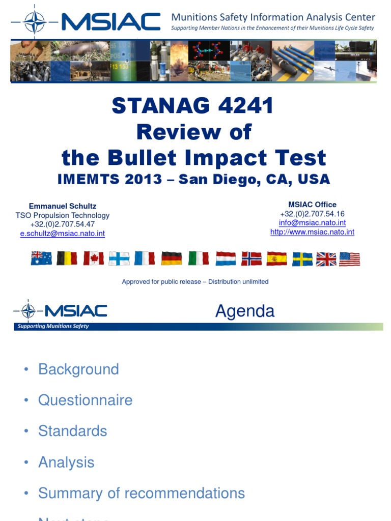 STANAG 4241 Review of The Bullet Impact Test: IMEMTS 2013 - San Diego ...