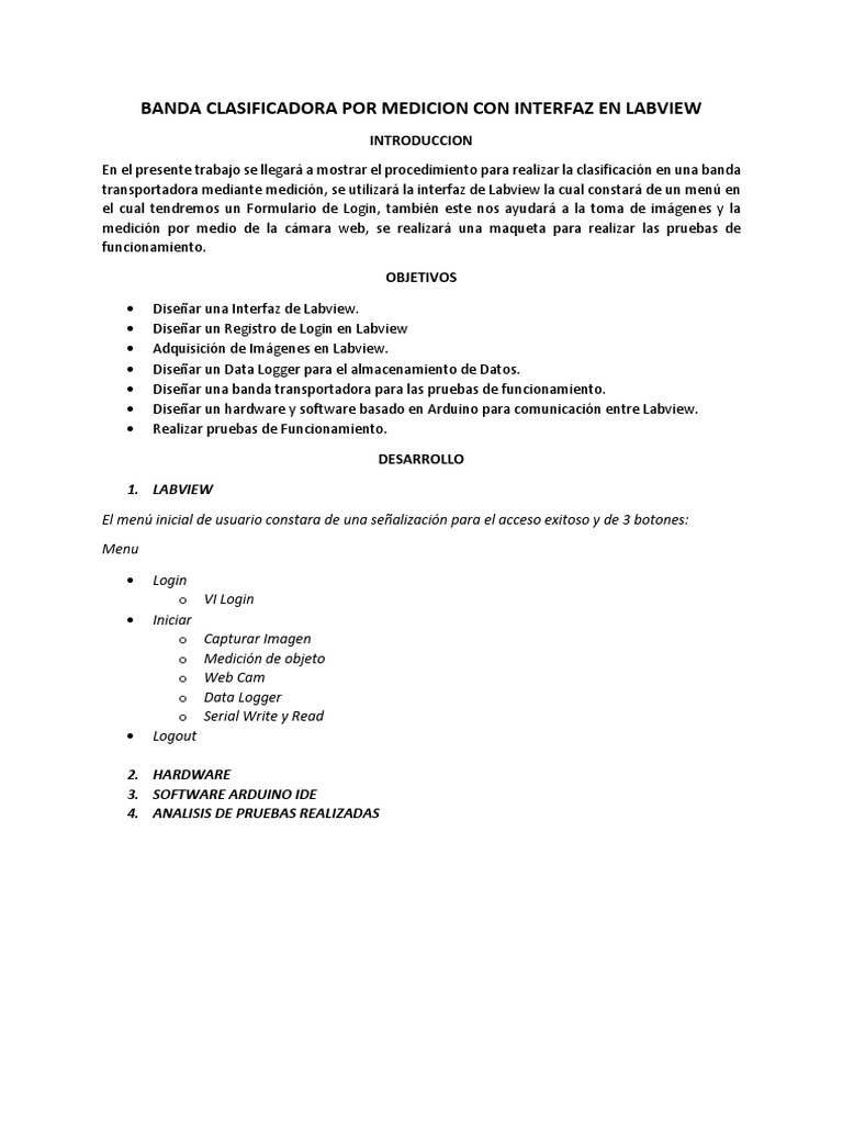 Banda Clasificadora Por Medidas Con Interfaz en Labview | PDF ...